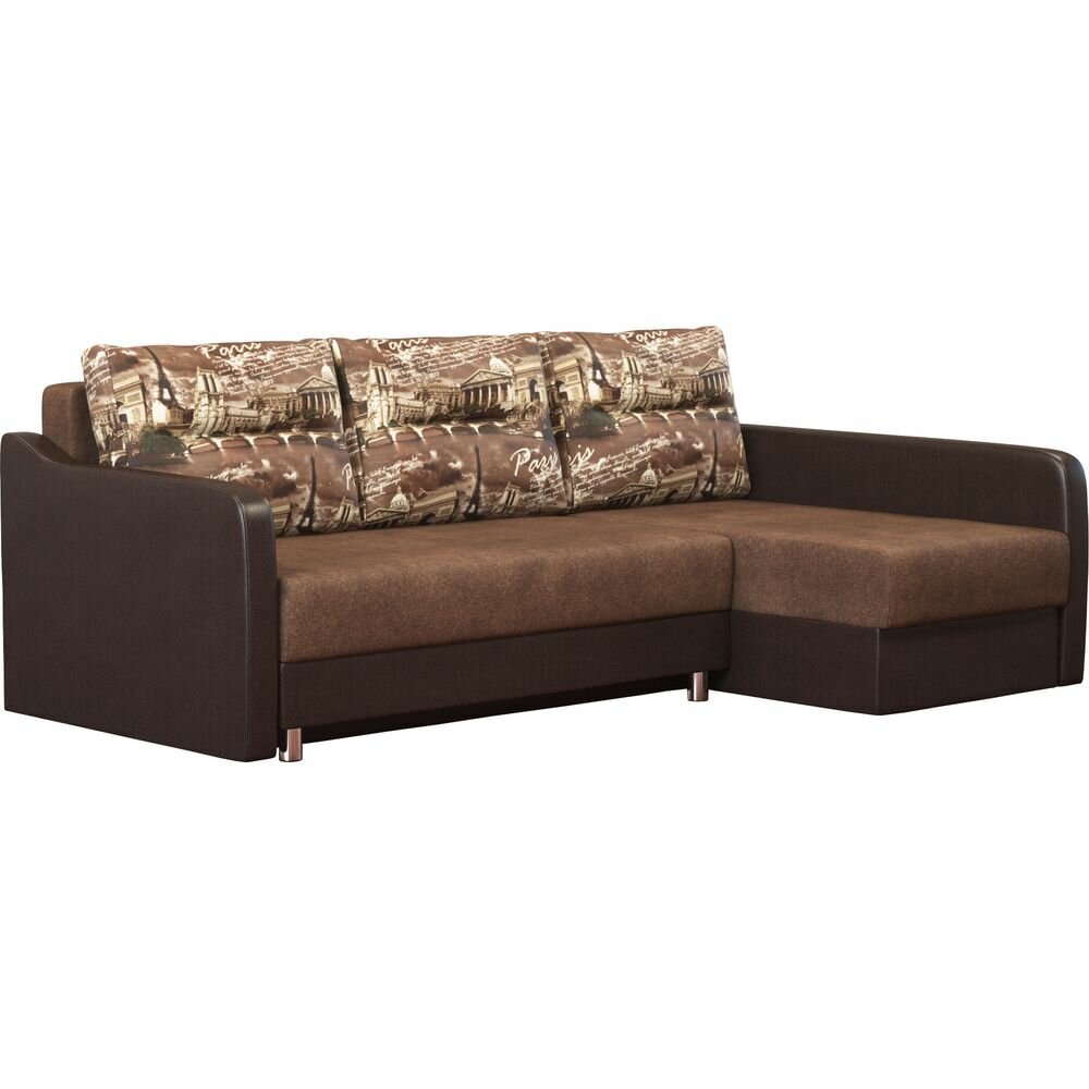 Угловой диван Наш Диван Турин А20 флок коричневый