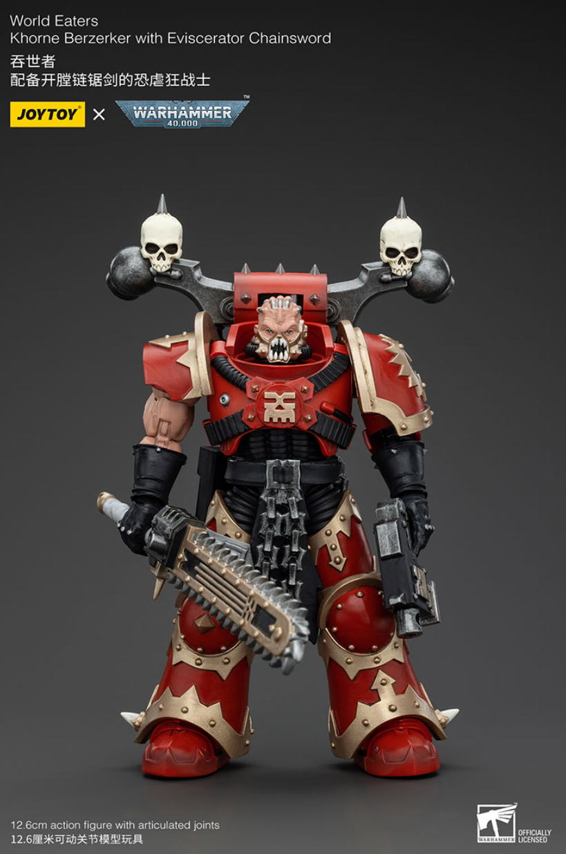 Подвижная фигурка JOYTOY Warhammer 40000 World Eaters Khorne Berzerker Eviscerator Chainsword