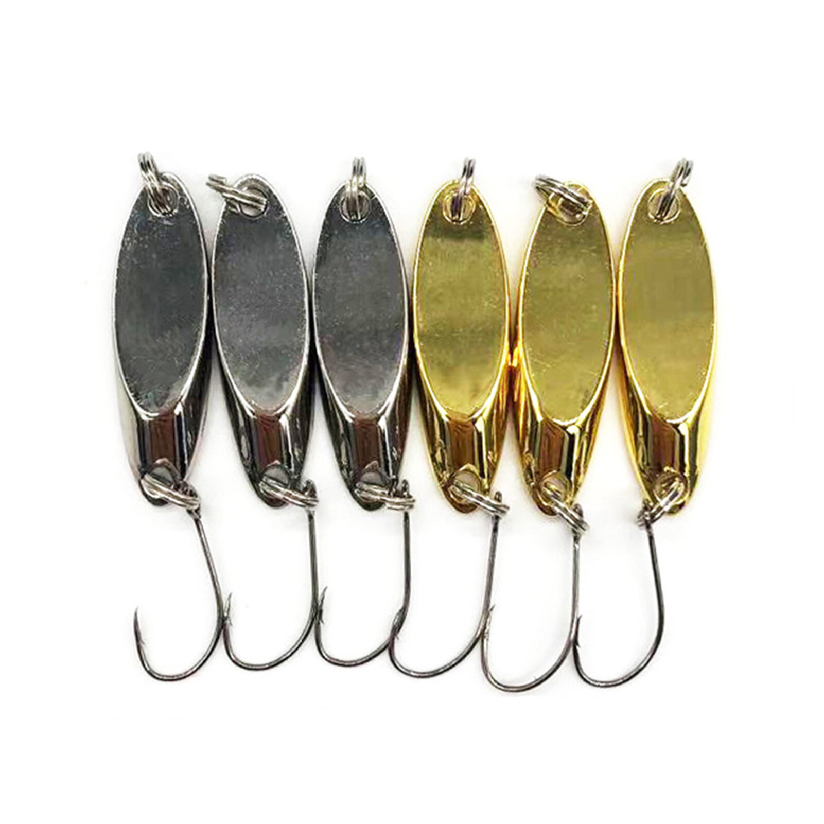 6Pcs Metal Fishing Lures Spoon Lures Gold Silver 3.5 g with Sharp Hooks Hard Fishing Lures Fishing Tackle for Huge Distance Casts and Wild Action