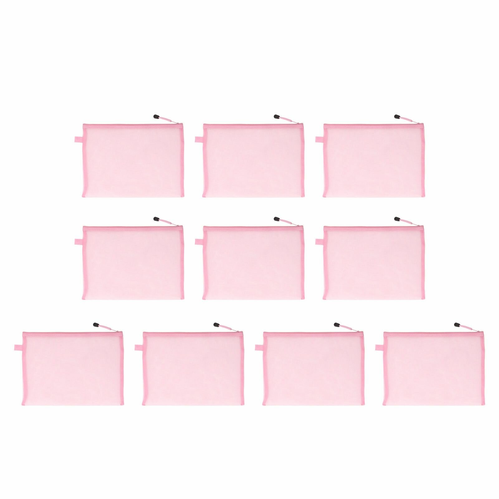 10 шт. сетчатый мешок на молнии прозрачный нейлоновый A4 бумажный мешок для офисных файлов документов школьных канцелярских принадлежностей розовый