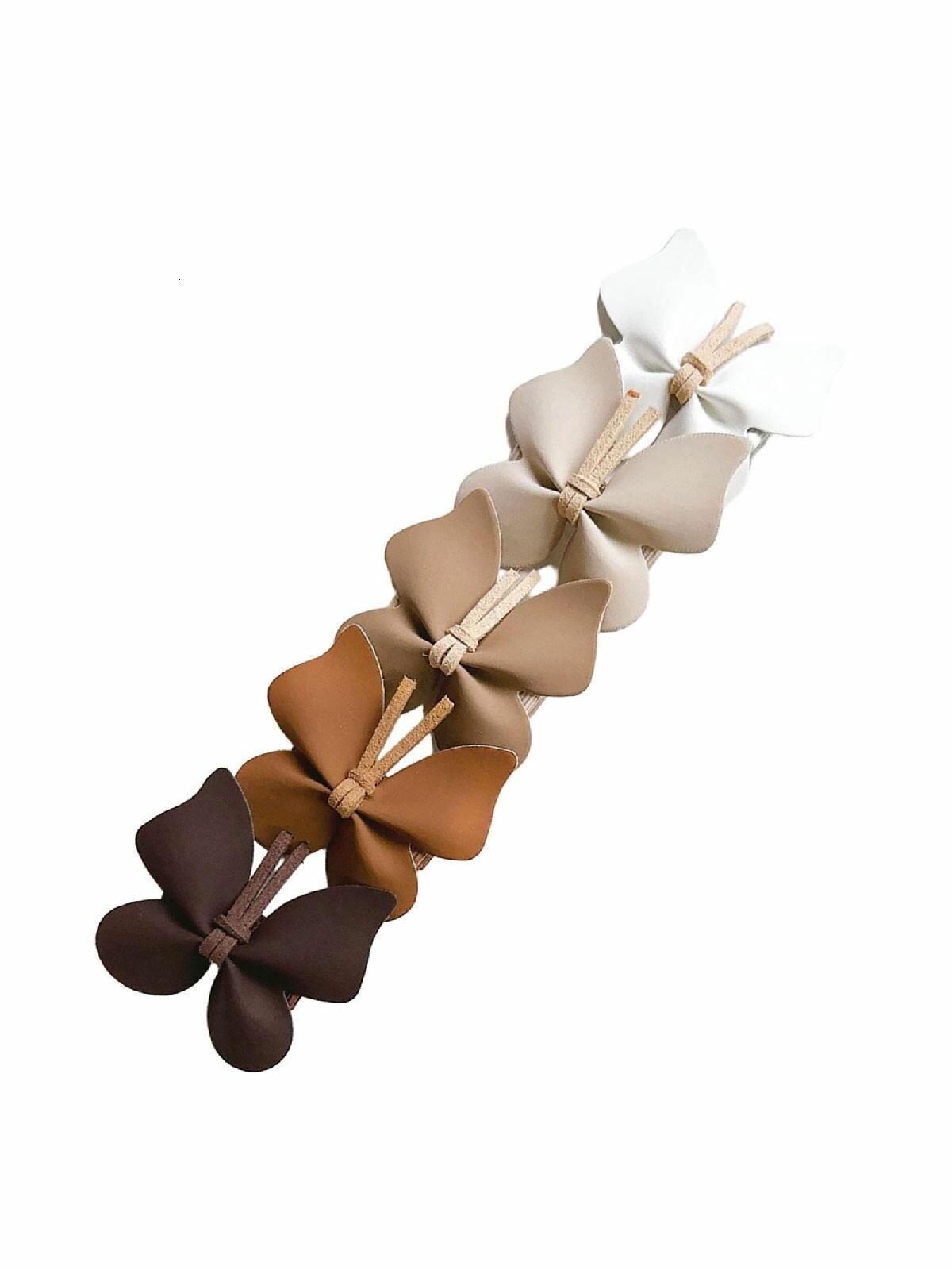 Набор из 5 заколок-бабочек из искусственной кожи для девочек, - A