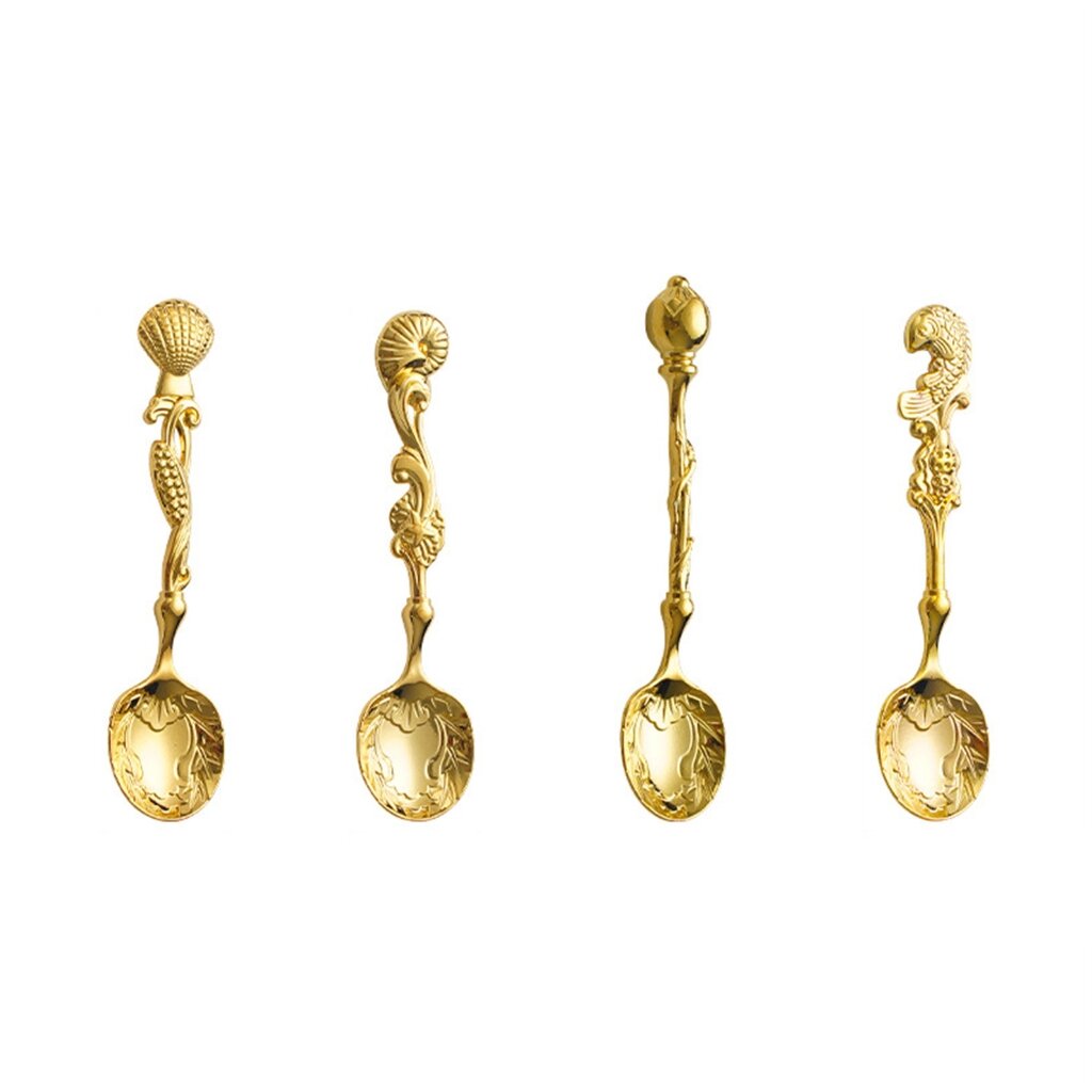 1 набор из 4 антикварных креативных маленьких ложечек-золотой