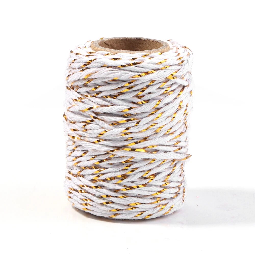 Плетеный шнур 2 мм x 20 метров, рождественская нить, золотая шелковая веревка для изготовления рождественской подарочной упаковки, украшение для вечеринки своими руками