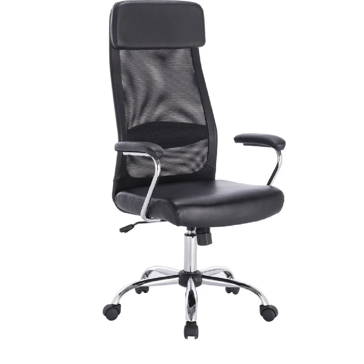 Кресло компьютерное Brabix Flight EX-540, с подлокотниками, хром, сетка (531850) черный