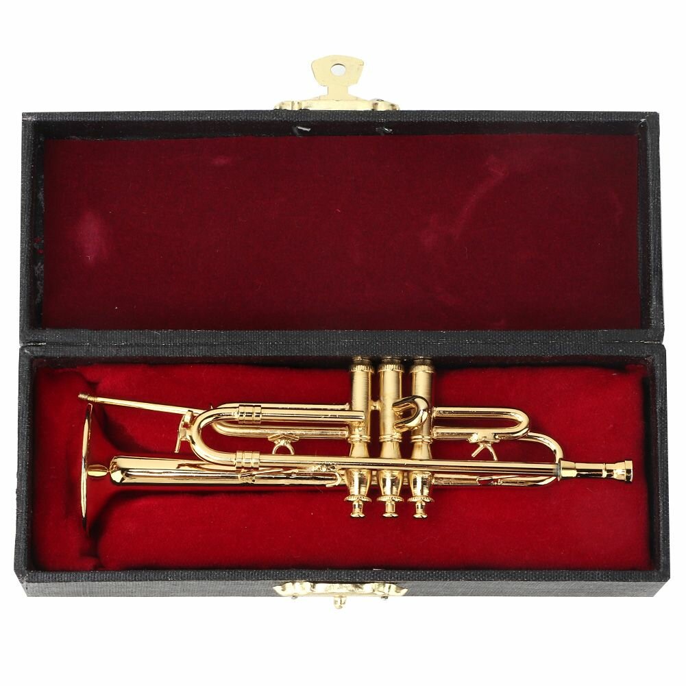 Декоративная модель тромбона из латуни, золотое покрытие, подарок для музыканта