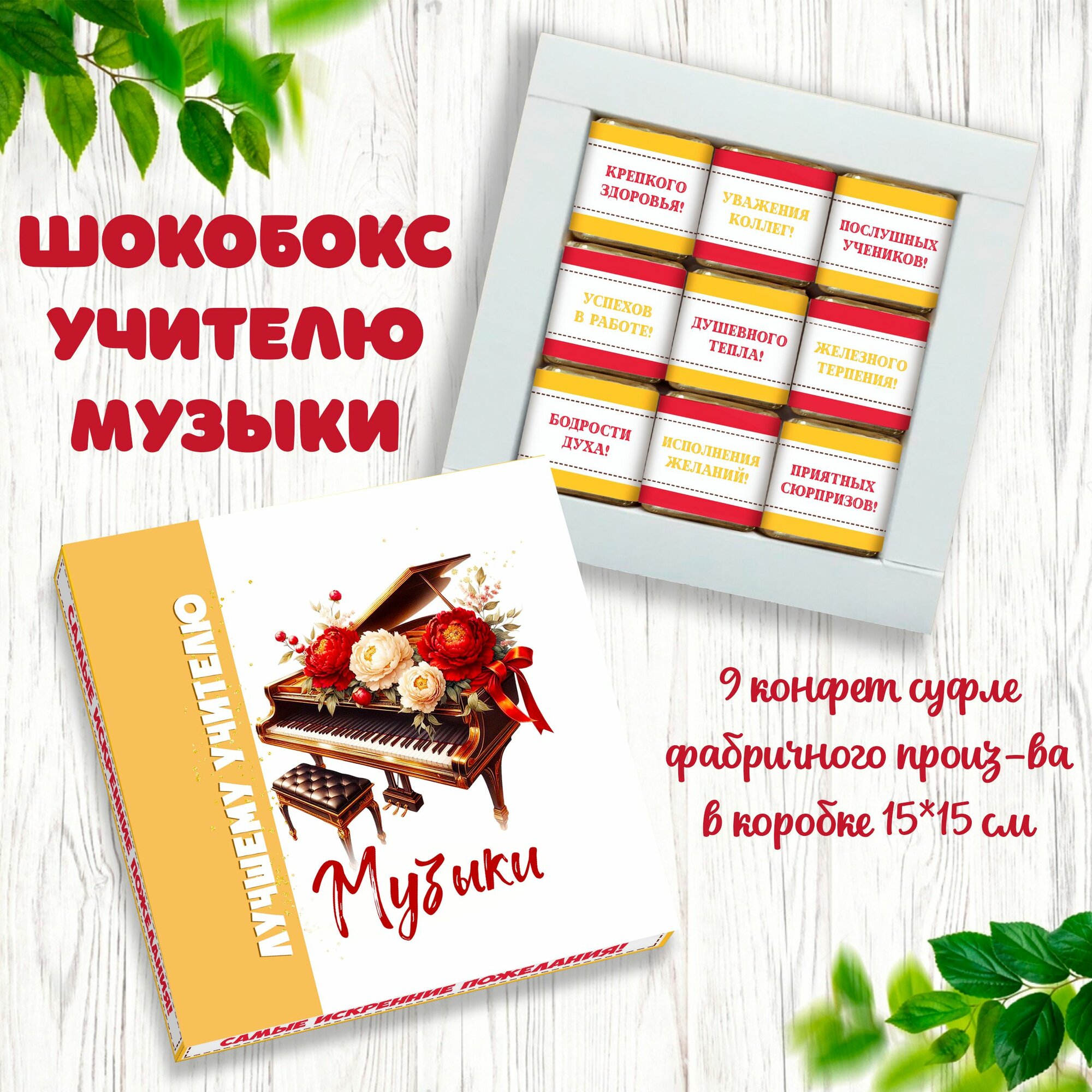 Шокобокс учителю музыки. подарочный набор конфет для учителя музыки. 9 конфет. 1 коробка