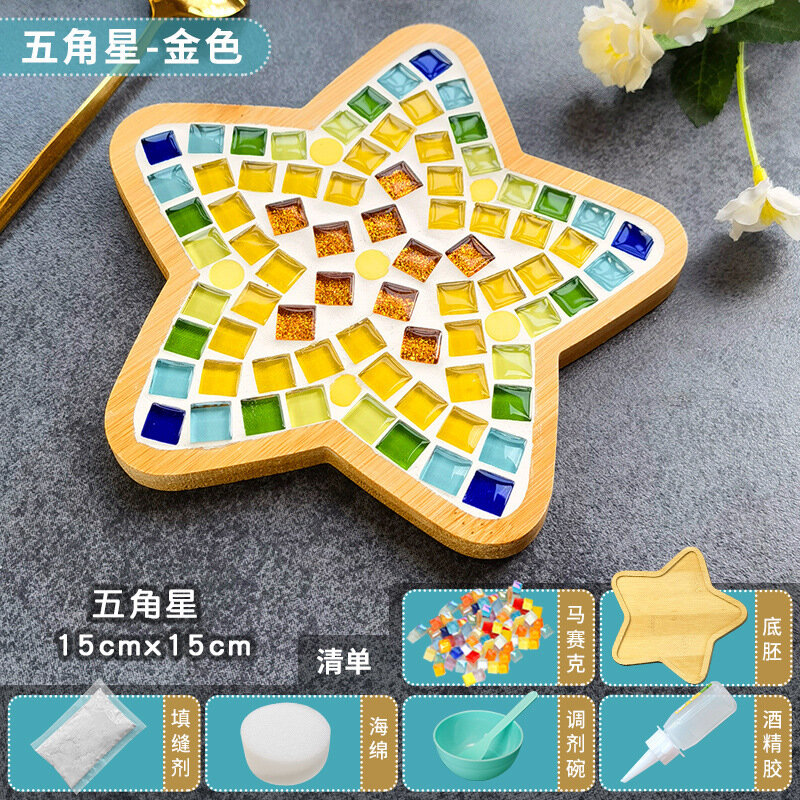 Набор материалов для мозаичных подставок своими руками, ручная работа, креативный коврик для горшка, квадратная пэчворк, детский сад, родитель-ребенок, бамбук