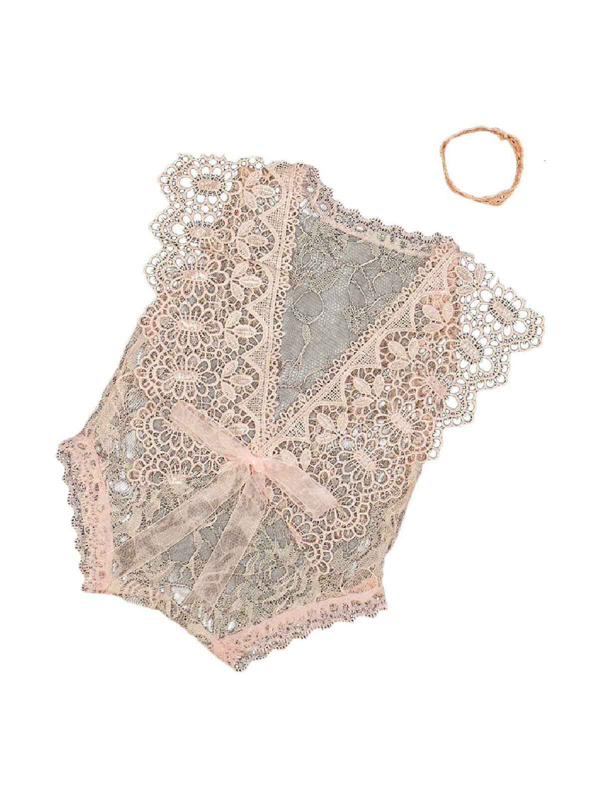 Детская фотосессия: корона, ободок, кружевной боди, Розовый