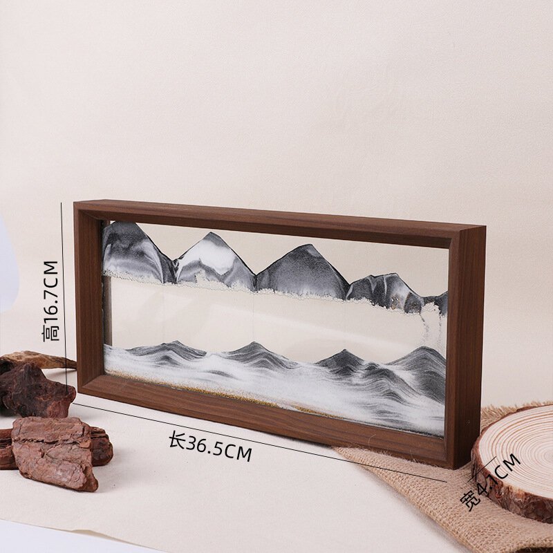 Новый китайский стиль, песочные часы из массива дерева, арт-орнамент с текучим песком, высококачественный декор для офиса и гостиной, подарок на новоселье, ручная работа