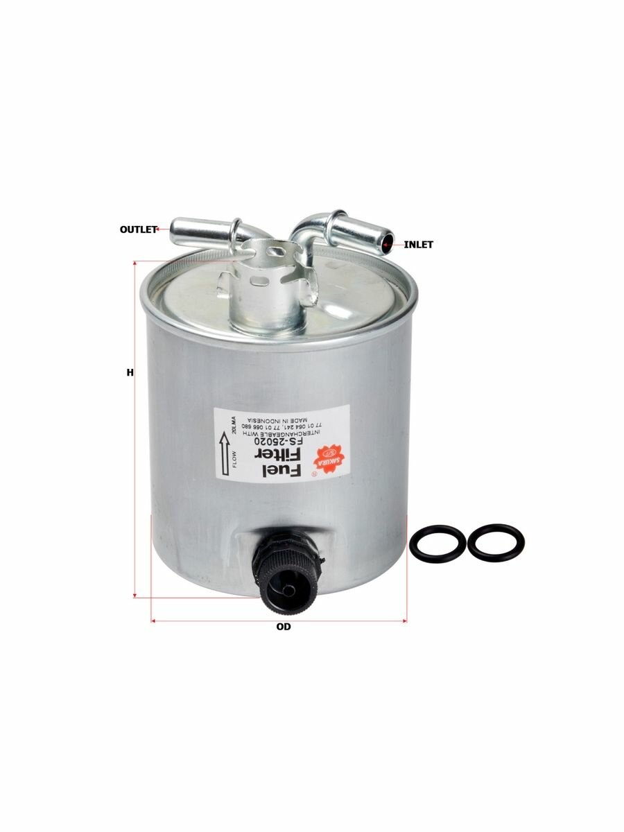 Фильтр топливный Sakura FS25020 для DACIA Logan, RENAULT Sandero / Дача Логан, Рено Сандеро