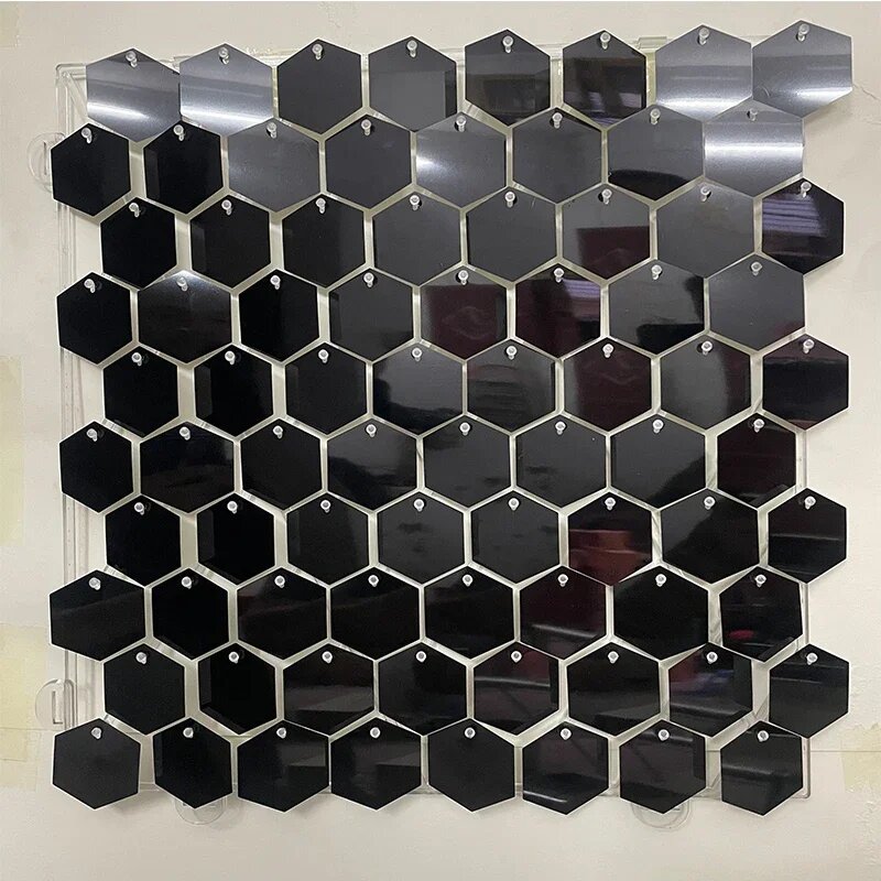 Блестящая панель с пайетками 30x30 см, набор из 6 штук Черный, hexagon black
