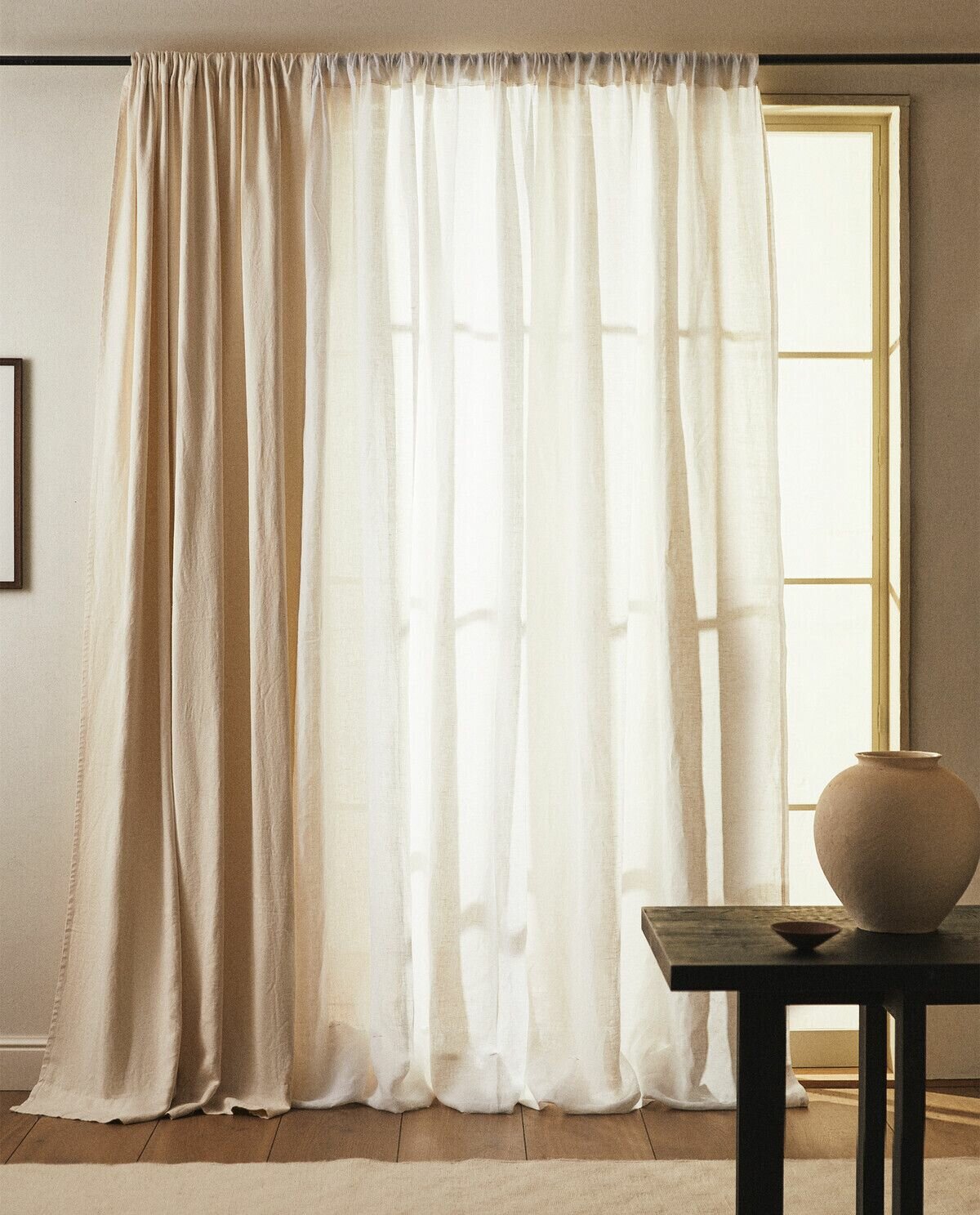 Льняная занавеска xl ZARA HOME Белый, размер 280 x 300 см 1359/032