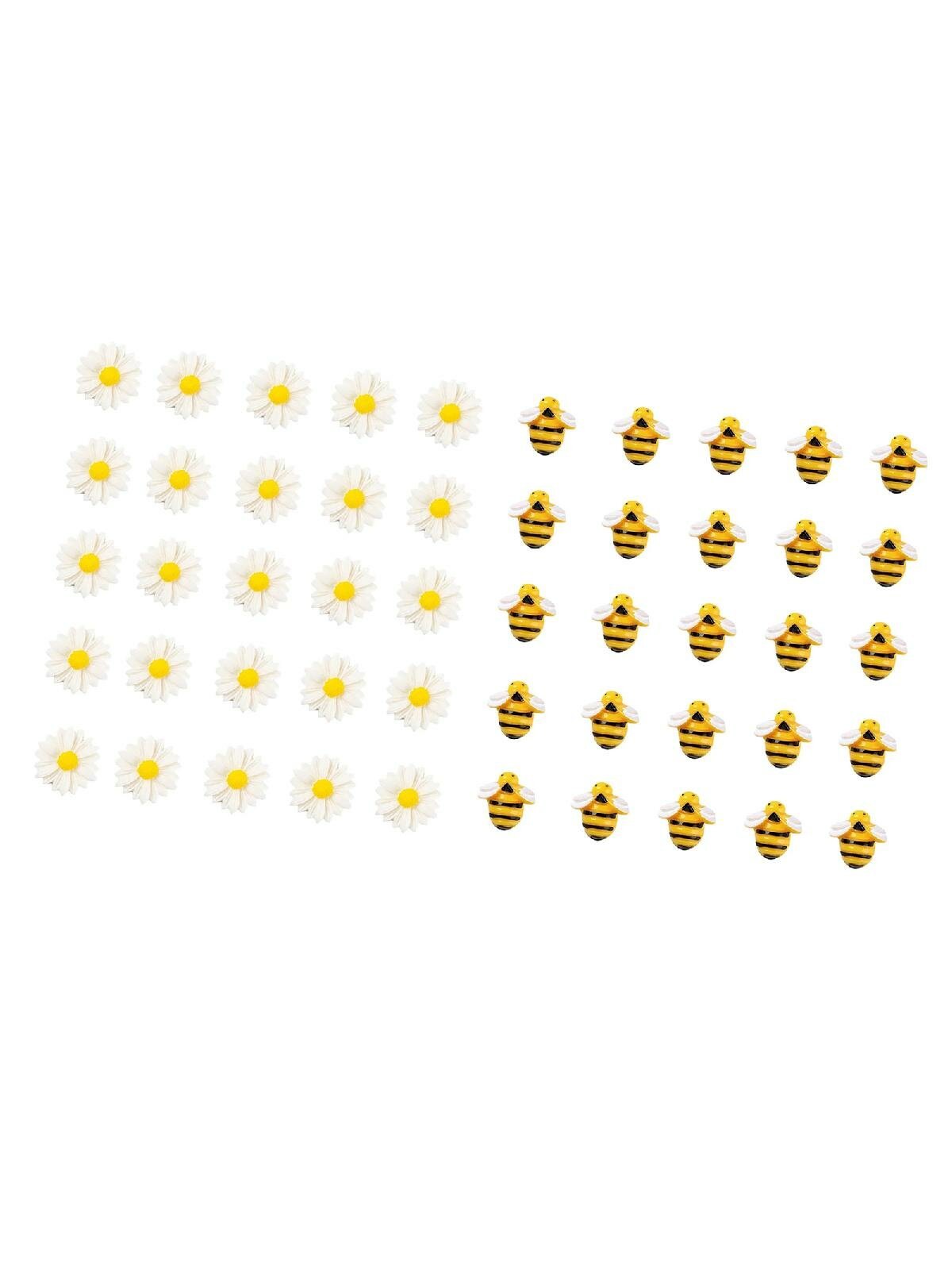 Набор из 50 смоляных декоров с ромашками и пчелами для творчества и украшения