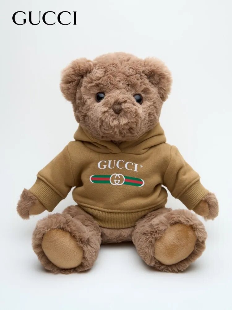 Мишка Tumbly тедди в худи Gucci , искусственный мех , 26 см , бежевый