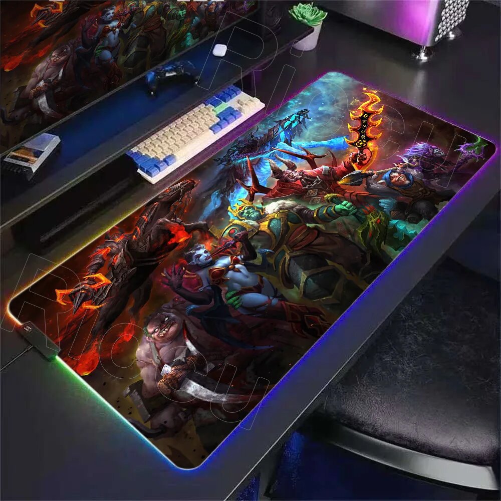Большой 1200 × 600 мм DOTA 2 Большой коврик для мыши RGB для ноутбука XXL игровой коврик для мыши со светодиодной подсветкой Коврик для геймера Ковер Mausepad Коврик для ПК Настольный коврик с подсветкой