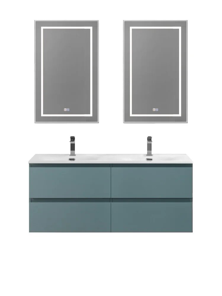 Мебель для ванной комнаты BelBagno Kraft 120 подвесная, матовая голубая, раковина bb-8099-120-2, для двоих