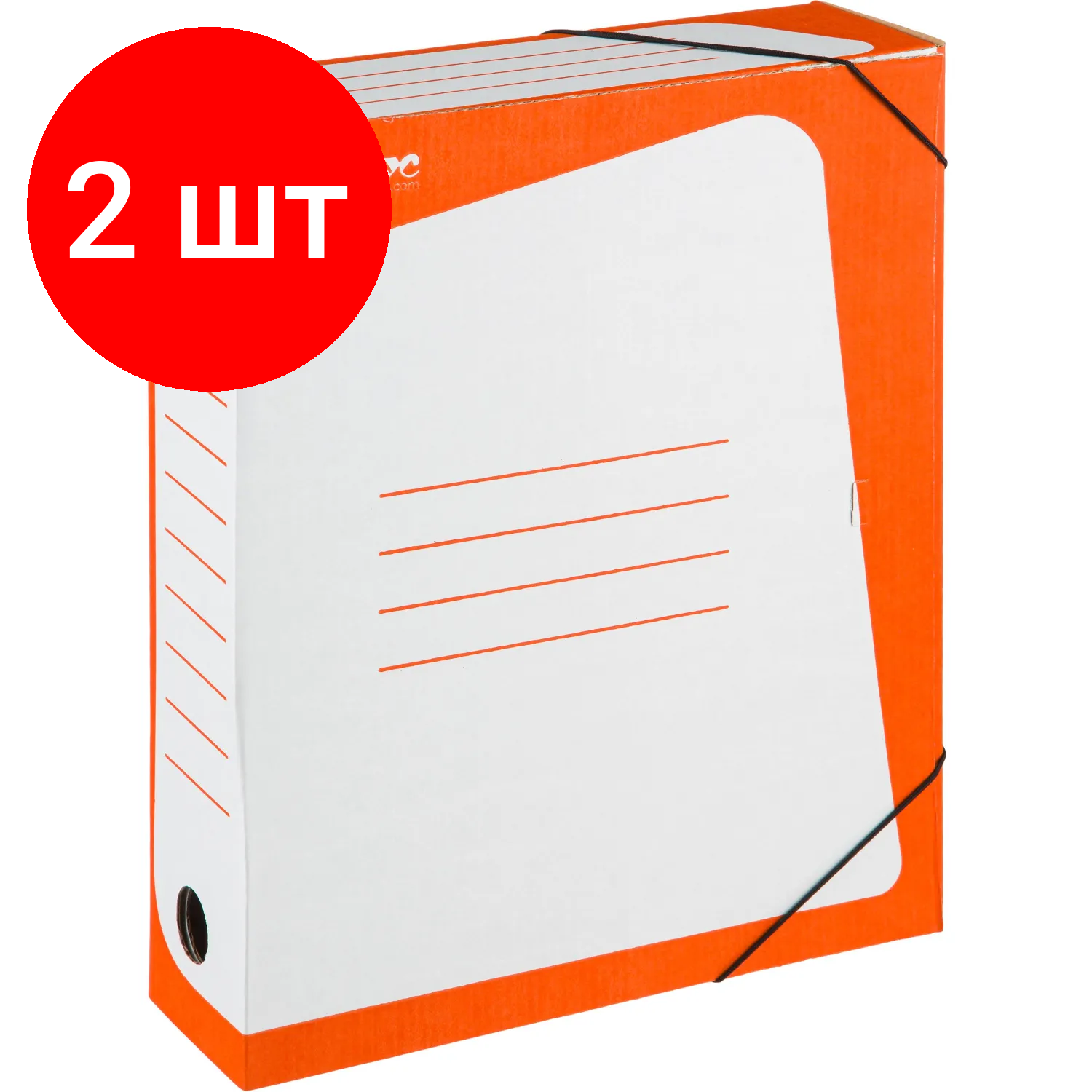 Комплект 2 штук, Короб архивный Комус гофрокартон, 75мм, оранжевый корешок
