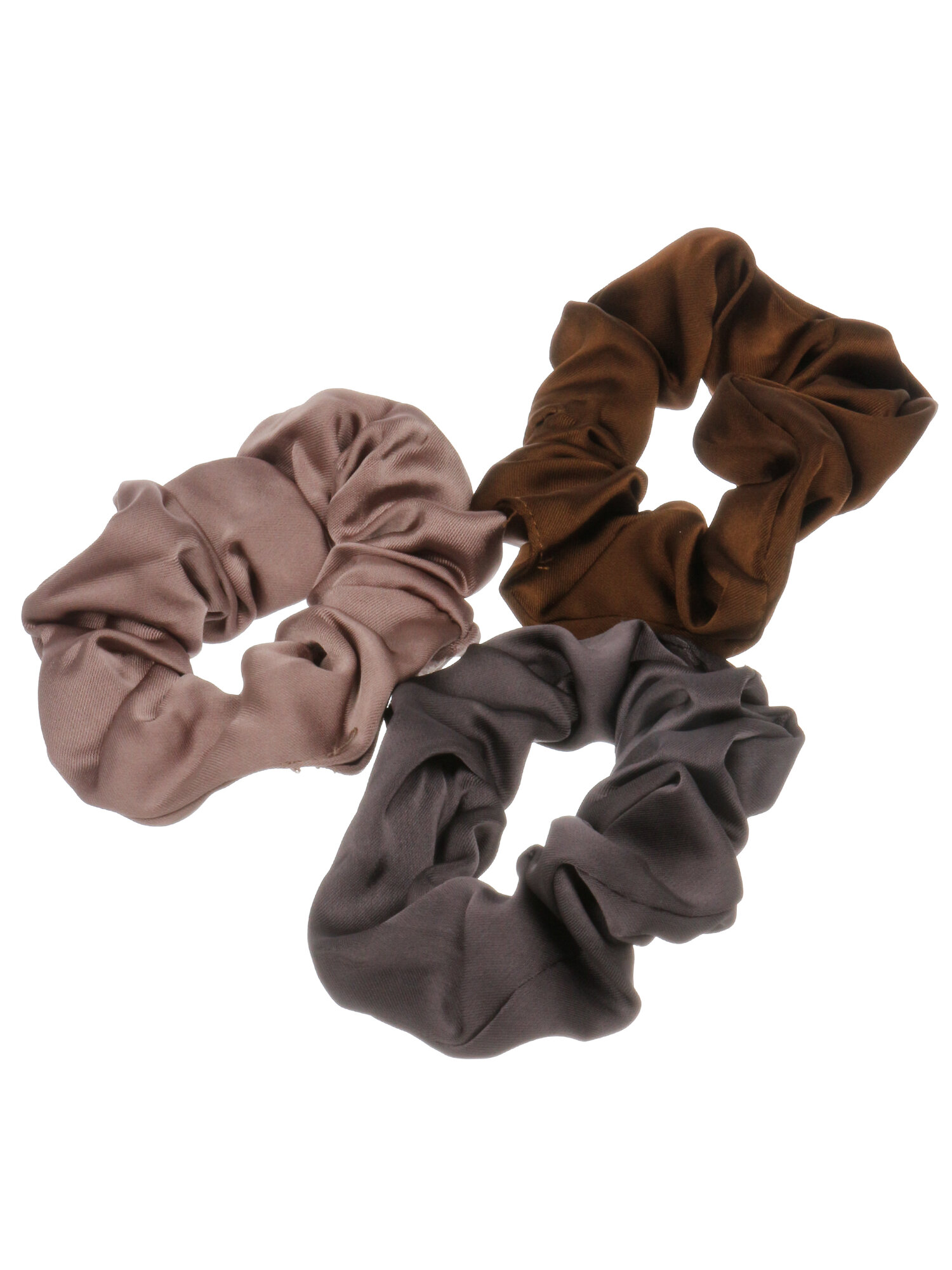 Набор атласных резинок для волос из полиэстера, 3 штуки, мягкие аксессуары для причесок, коричневый и серый цвета
