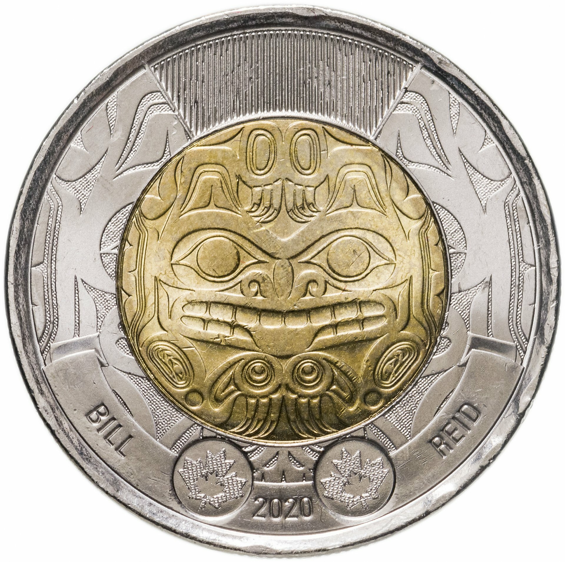 Канада 2 доллара dollar 2020 "100 лет со дня рождения Билла Рида", Биметалл, в сохранности AU-UNC