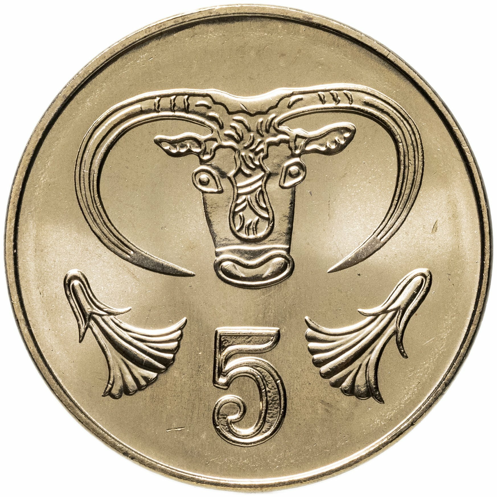 Кипр 5 центов cents 2004, Латунь, в сохранности UNC
