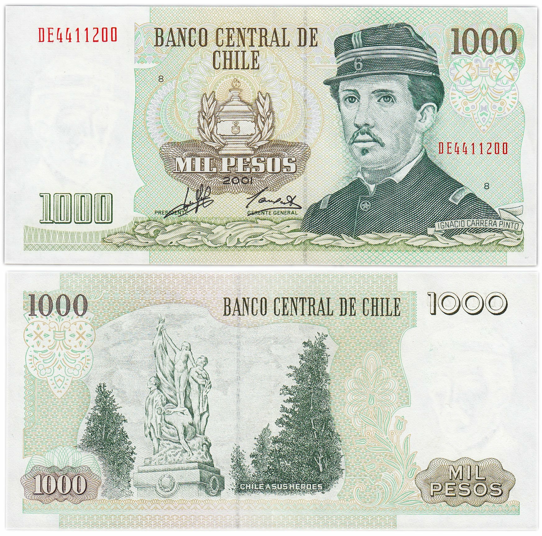 Чили 1000 песо 2001 Pick 154