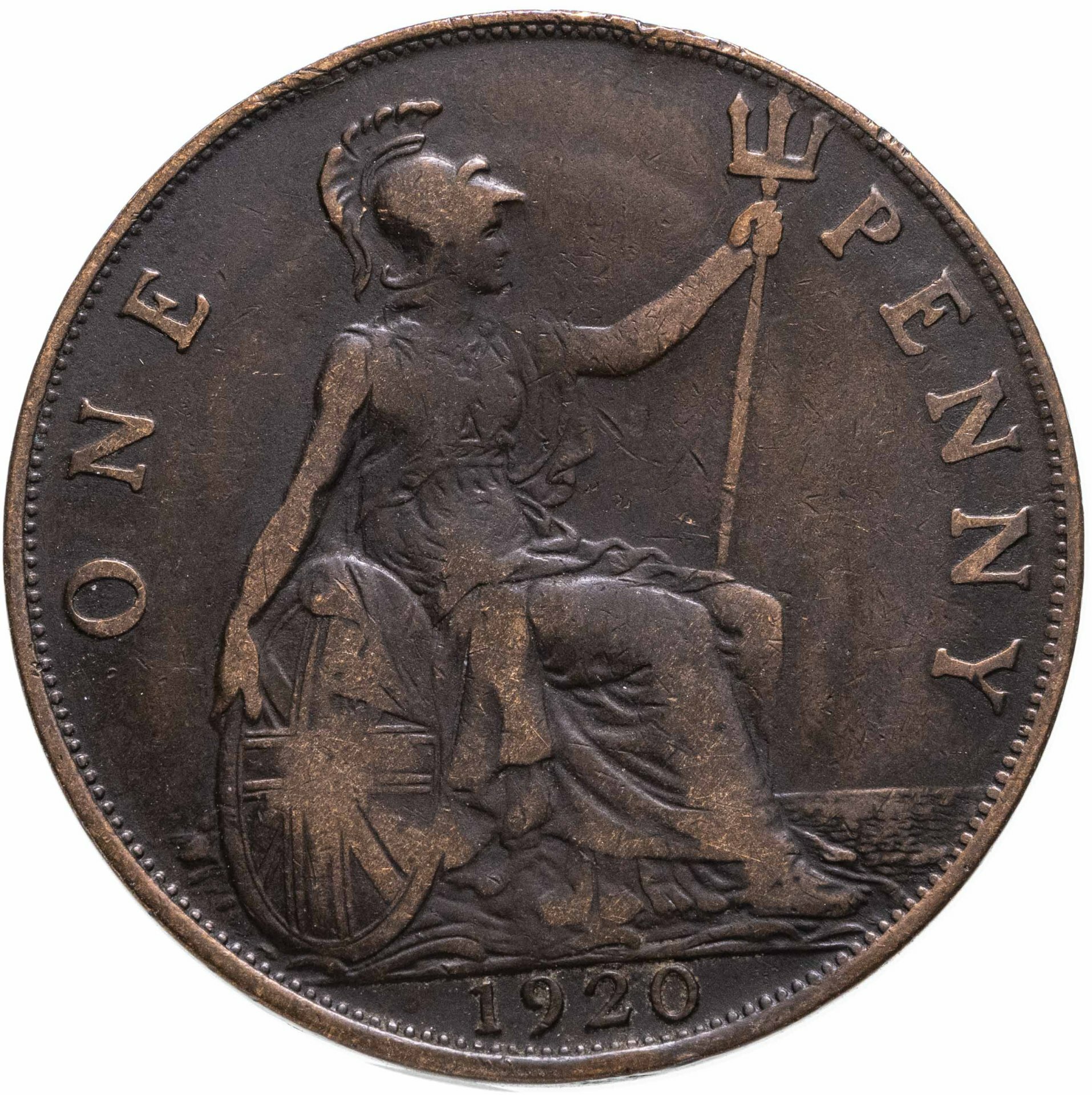 Великобритания 1 пенни penny 1920, Бронза, в сохранности VF