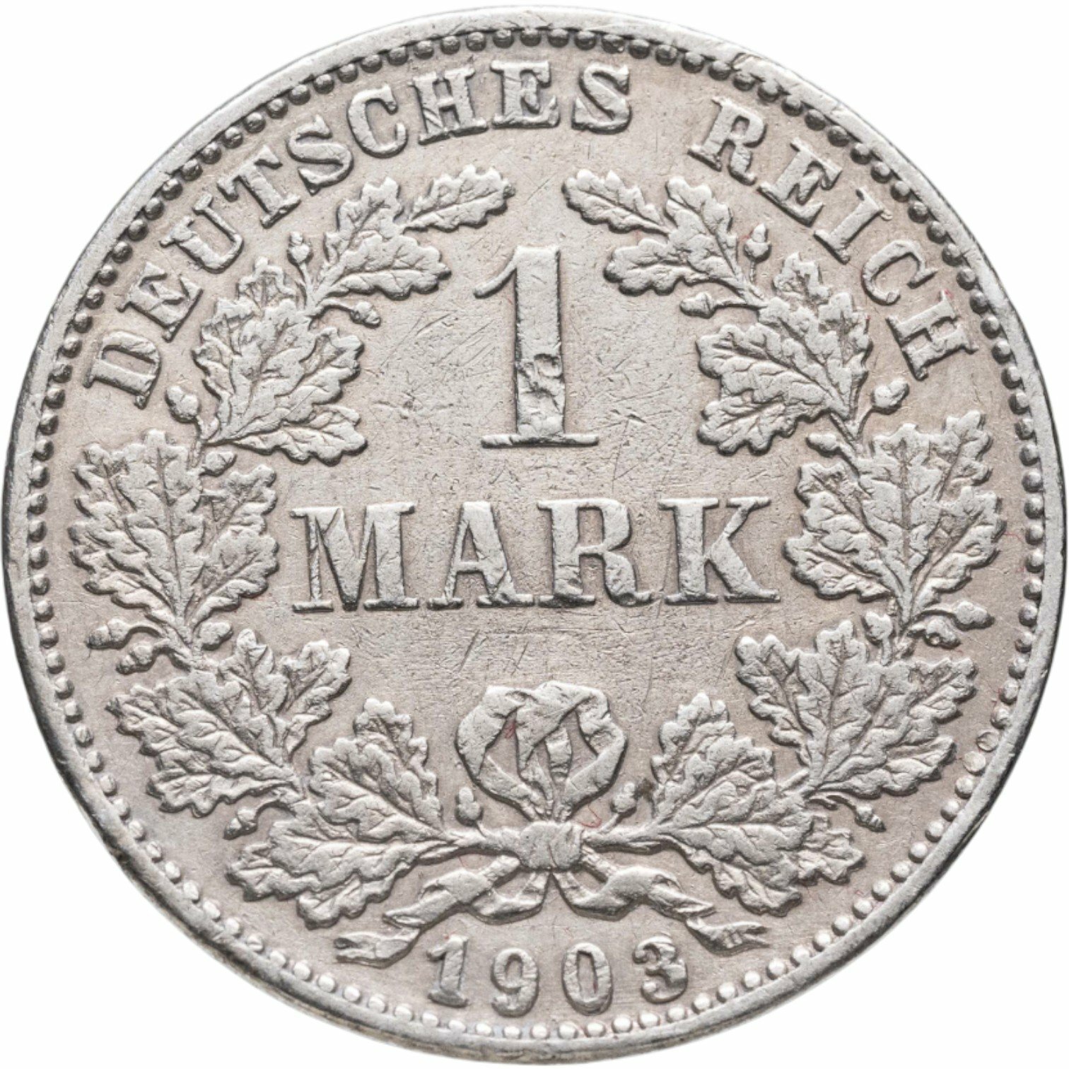 Германия 1 марка 1903 знак монетного двора: "G" - Карлсруэ, Серебро 900, в сохранности XF