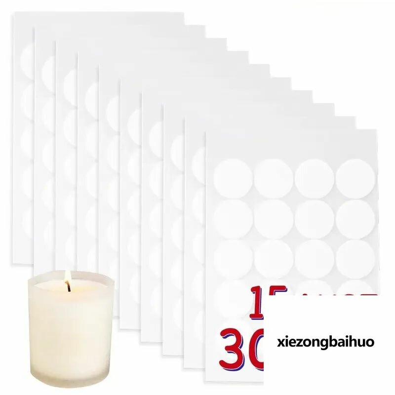 Наклейки для фитиледержателя, Наклейки стикеры для крепления фитиля, свечи,15 лист(300шт)