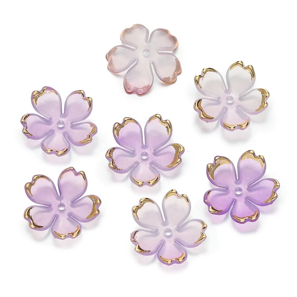 Бусины для творчества "Цветочек " набор 50 шт фиолетовый 18.5х18 мм