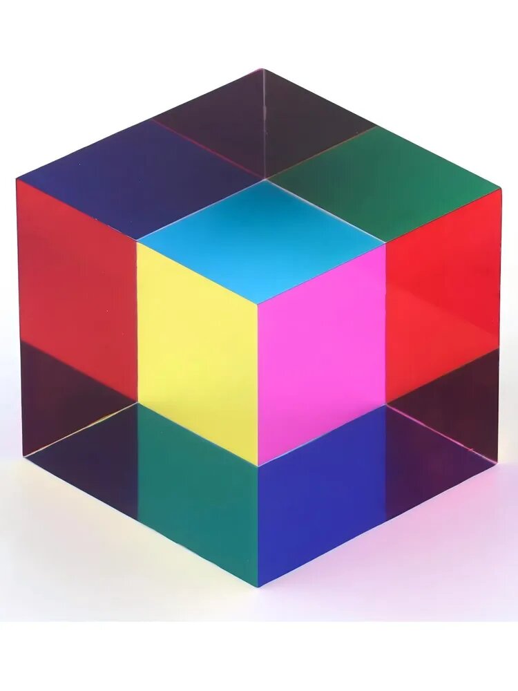ZhuoChiMall CMY Color Cube, 1,6-дюймовая (40 мм) акриловая призма CMYcube для украшения рабочего стола дома или офиса, обучающие игрушки для науки Развивающие подарки для детей