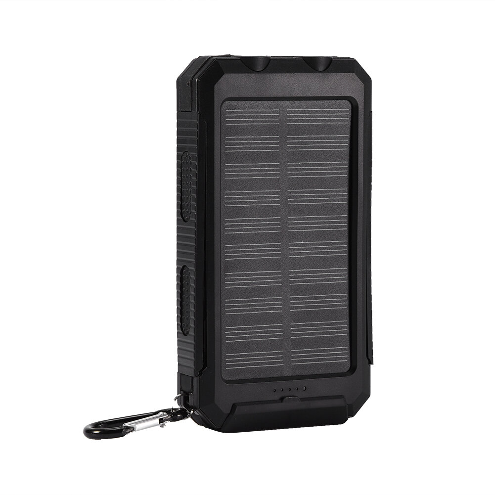 10000mAh Outdoor Fast Charge Solar Mobile Power Bank Case DIY Kit with Compass Black