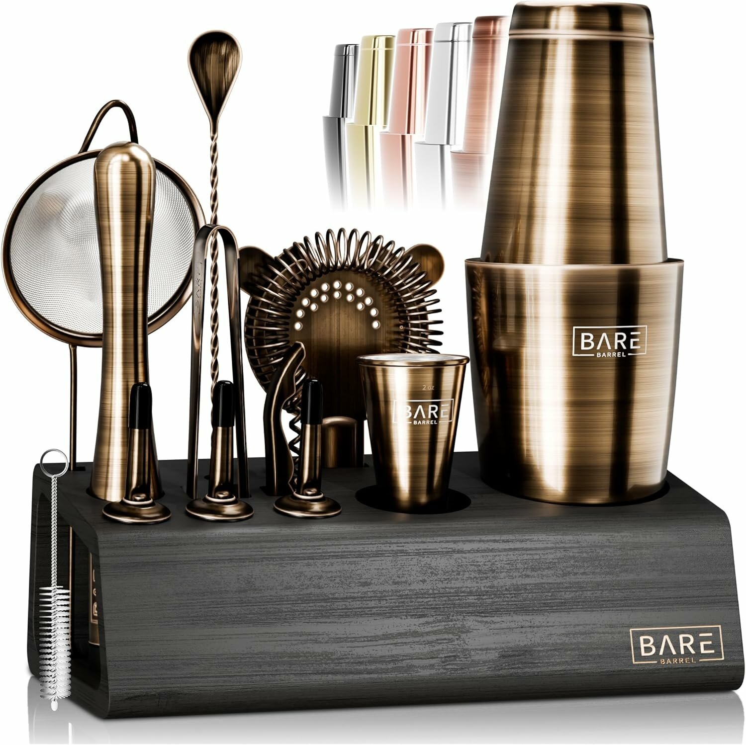 BARE BARREL Набор для приготовления коктейлей 16 предметов Cocktail Making Kit 14-Piece - Brass/Black