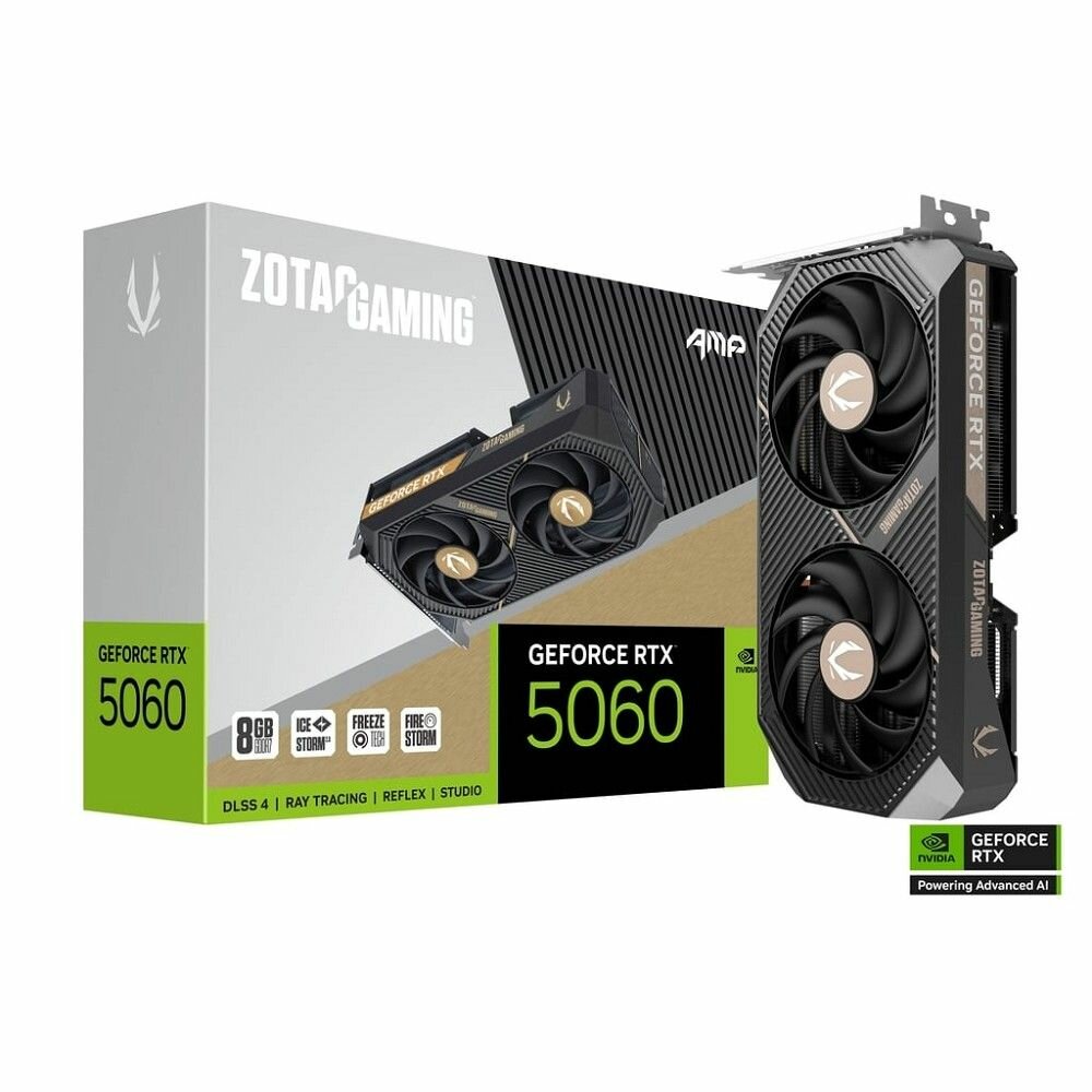 Zotac Видеокарта GAMING GeForce RTX 5060 AMP 8Gb DDR7 128 bit 2280 2550 MHz 3 DP HDMI 2 FAN ZT - B50600F - 10M RTL