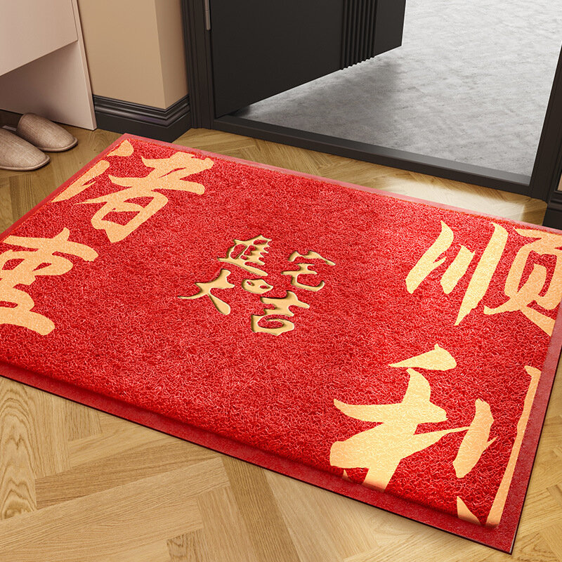 Входной коврик безопасности, шелковый петлевой красный, высококачественный коврик для двери, противоскользящий входной коврик, износостойкий коврик для ног