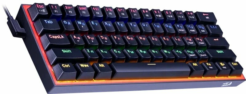 Клавиатура REDRAGON Fizz, RU, радужн, черный,61кн (70671)