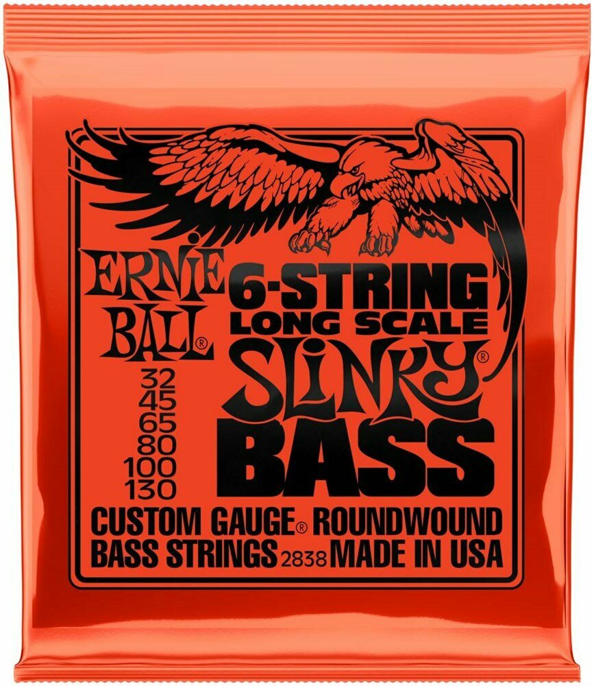 ERNIE BALL 2838 Nickel Wound Long Scale Slinky 32-130 - Струны для бас-гитары 6 струнной