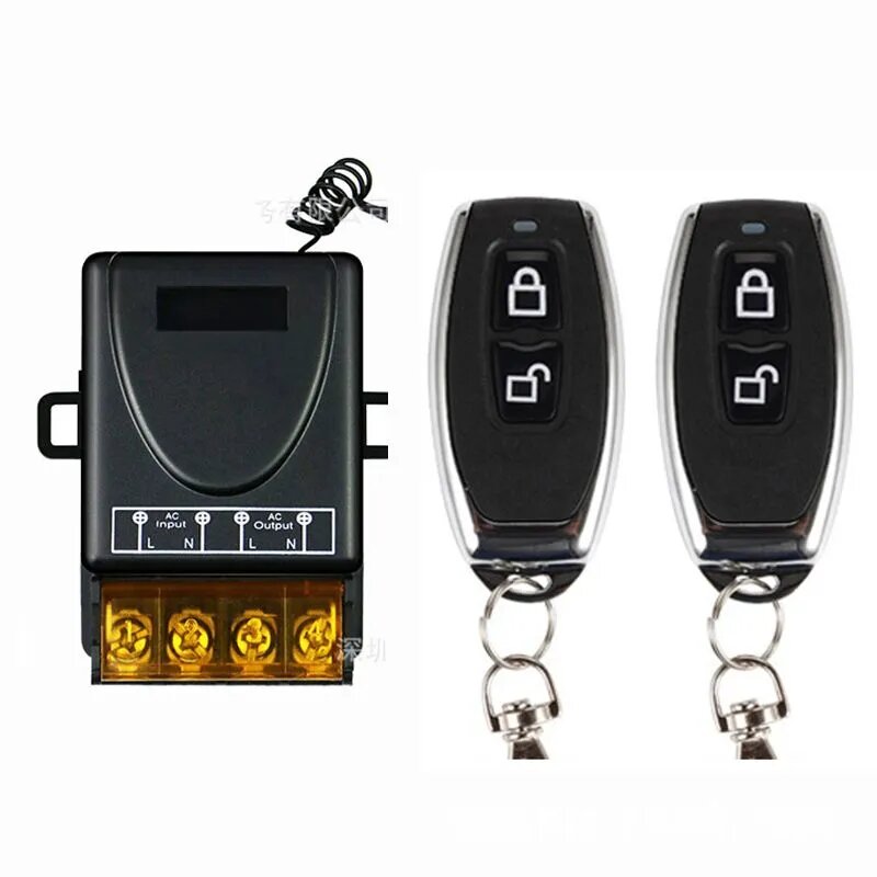 Реле радиоуправляемое с двумя пультами 433 мгц дистанционного управления 220В 30А беспроводной выключатель для света, ворот, насосов, автополива, жалюзи, штор, тельфера