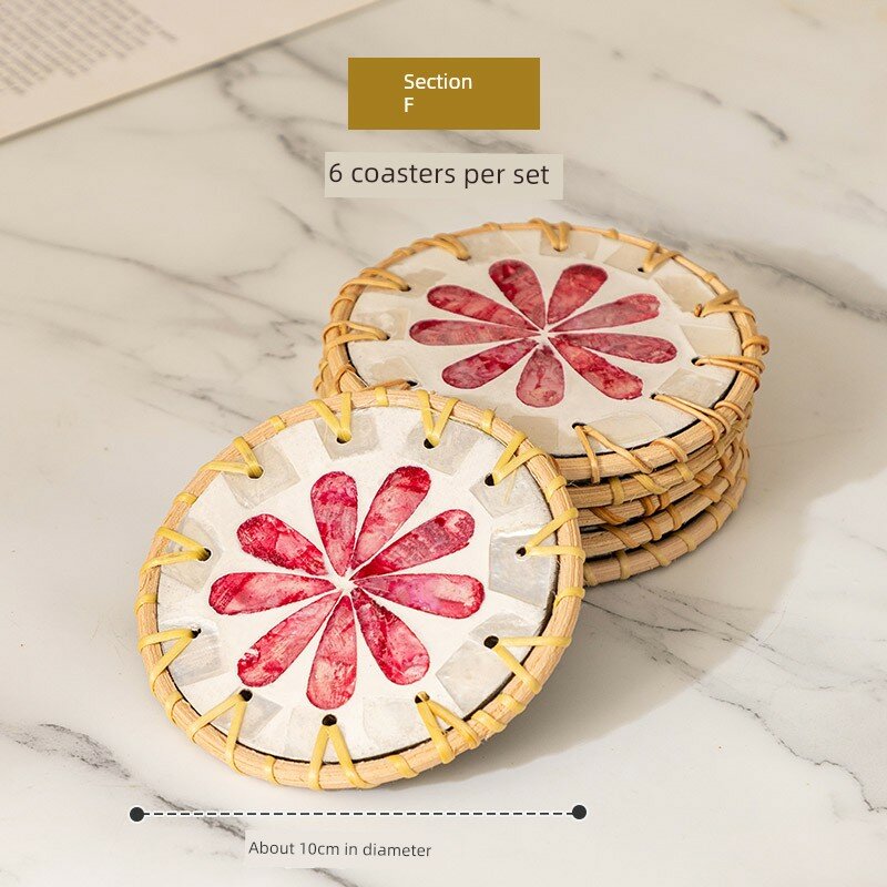 Набор подставок из ракушек F-стиля (6 шт.) - Защита от тепла, столик для кофе и чая