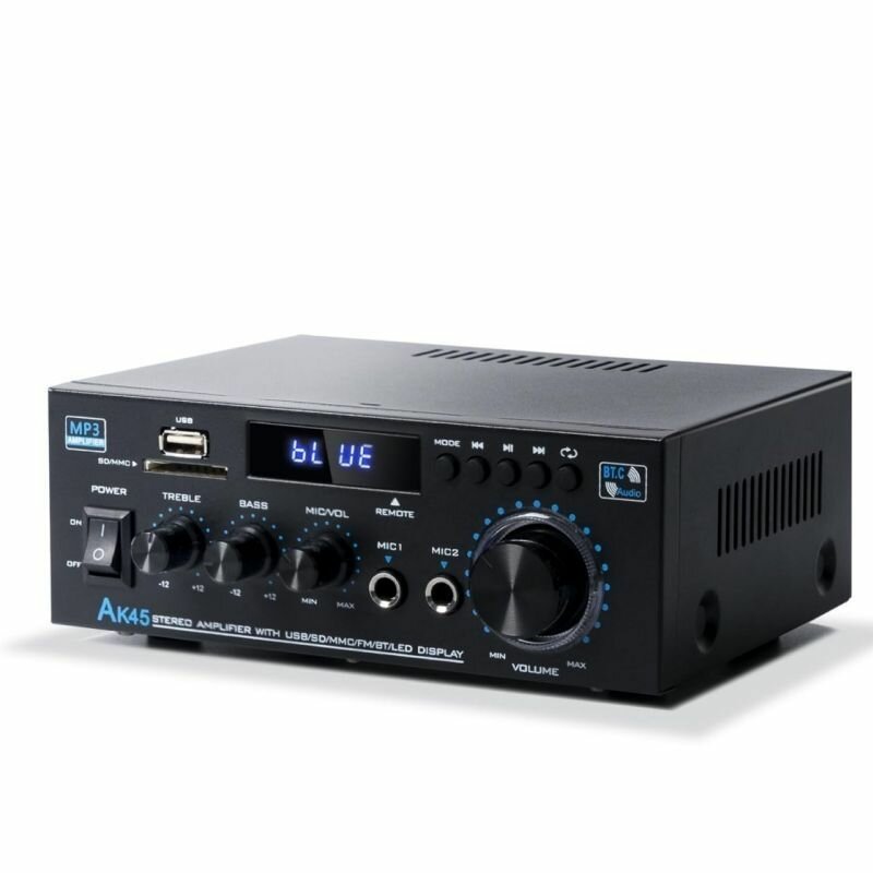 Беспроводной стерео ресивер и усилитель для домашнего кинотеатра и полочных колонок, пультом дистанционного управления, для вечеринок в гараже или баре.