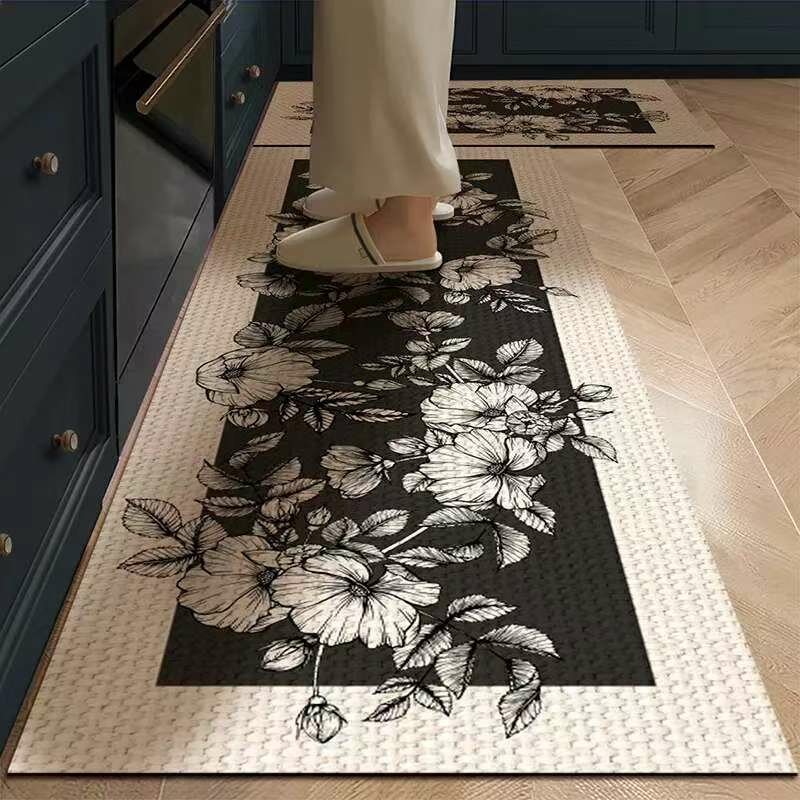 Цветочный силикагельный коврик Flower Dream, 45x75+45x120 см, легко стираемый и нескользящий для кухни и ванной