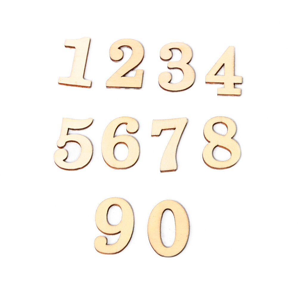 JM01483 Деревянные изделия ZAKKA для ручного изготовления DIY цифры-декора самоклеящиеся аксессуары деревянные цифры для ручного творчества (Цифры 0-9, 10 штук в упаковке), материал фанера, цвет дерева, размер отдельной цифры 30*30*0.3 мм, размер