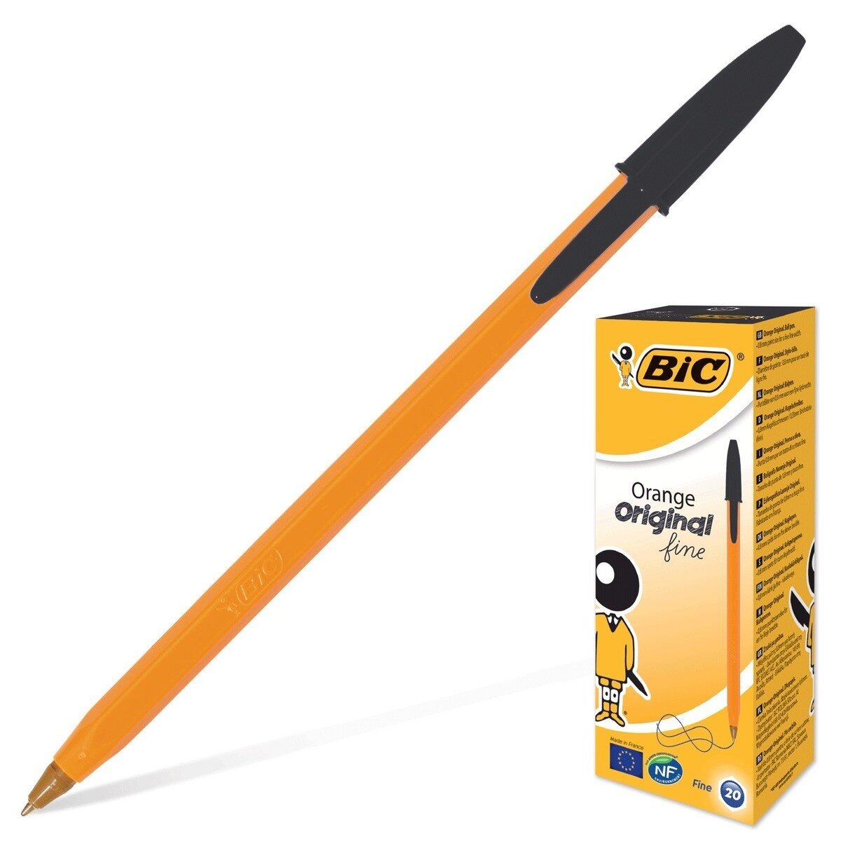 Набор/6 шт./ шариковых ручек Bic ORANGE 0.8мм черные чернила, корпус пластик оранжевый