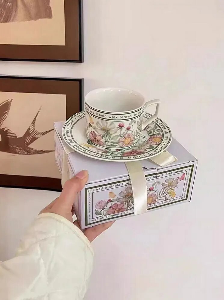 Чайная пара "Животные и птицы", для СВЧ, белый, розовый, зеленый