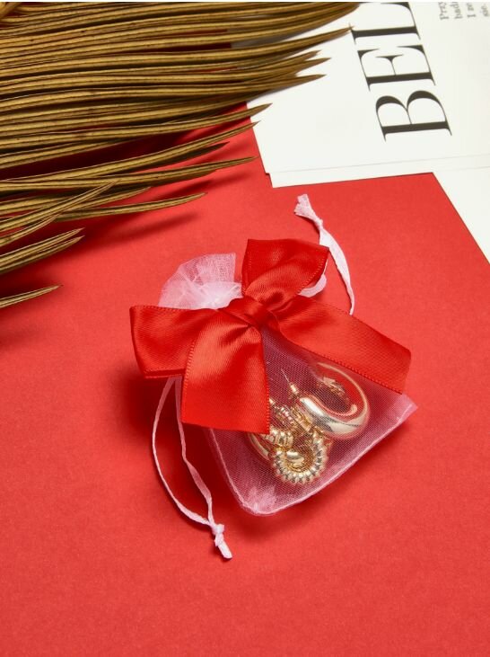 Подарочный мешочек "Бант органза", 7x9 см, затягивающийся шнурок