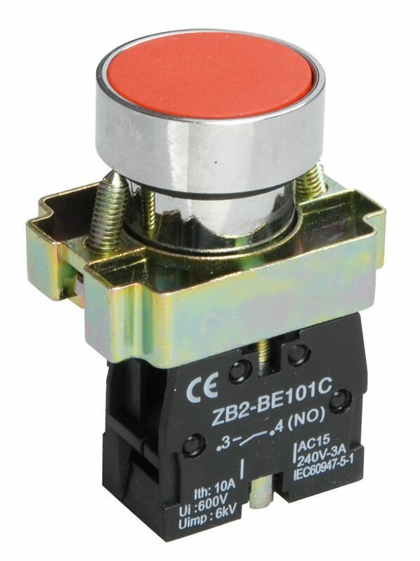 Кнопка управления IEK LAY5-BA41 1НО, без подсветки красная, Karat