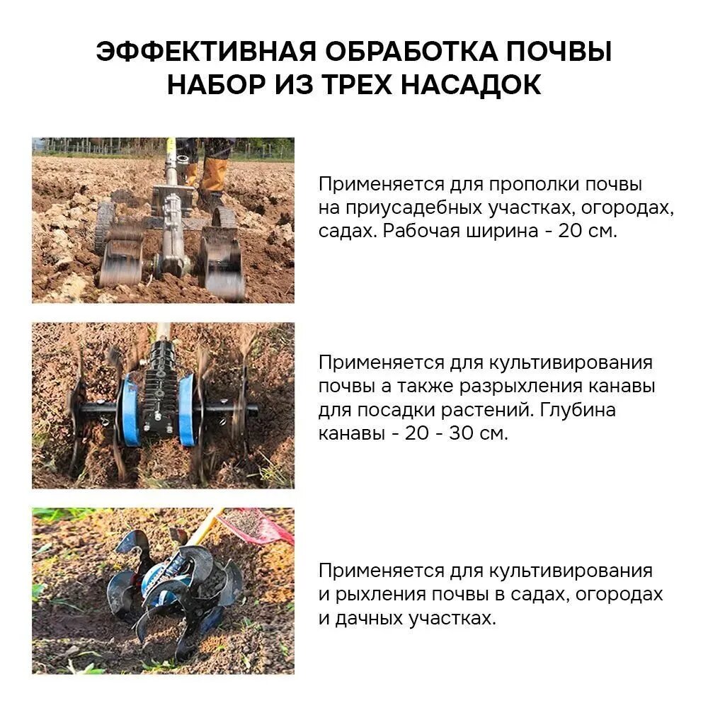 Насадка-культиватор для триммера для огородов, грядок, клумб, теплиц, 26мм 9 зубов — фото 1
