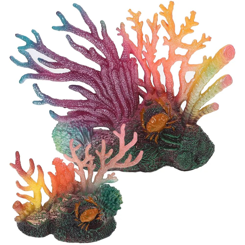 Искусственный коралл для аквариума из пластика, набор 2 шт, для декора аквариума