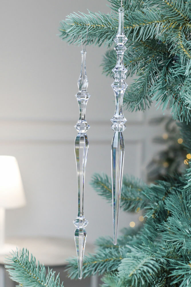 Набор ёлочных игрушек сосульки софистикато, пластик, 31 см, 2 шт, Kurts Adler T3415-набор