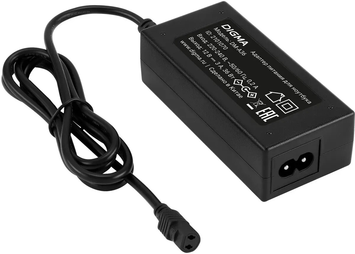 DM-A36 / Адаптер питания Digma DM-A36, 12 В, 3A, 36Вт, черный