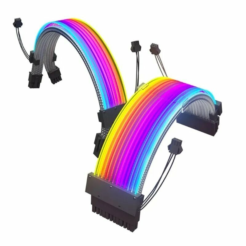 Удлинитель кабеля ATX 12V 8-pin/ATX 24-pin, ATX 12V 8-pin, 0.35 м, серебристый